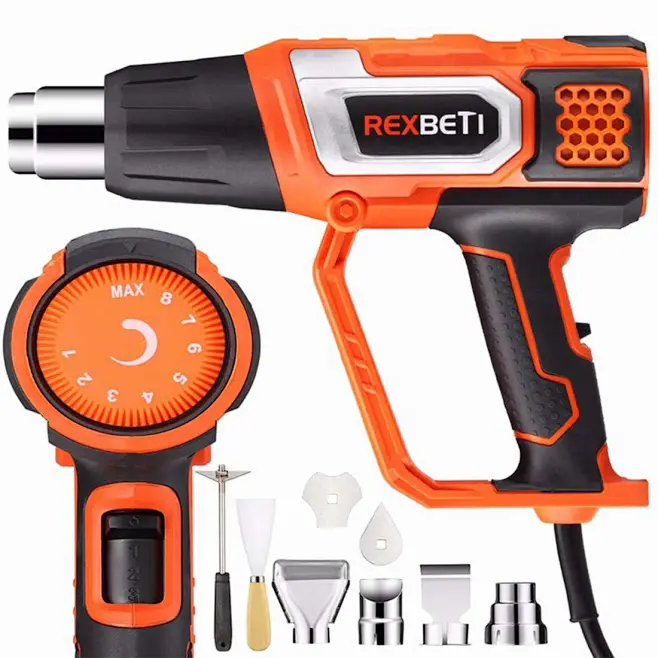 REXBETI Variable Temperature Heat Gun with 9 Attachments, Max ...