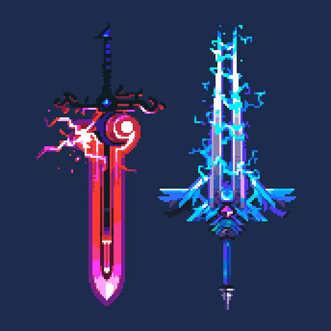 ArtStation - Lightning Swords - Pixel Art, Valerii Kim-花瓣网