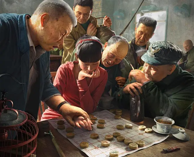 走这儿！快看下棋！次时代 超写实 人物雕刻~-CG99(cg99.com)-花瓣网