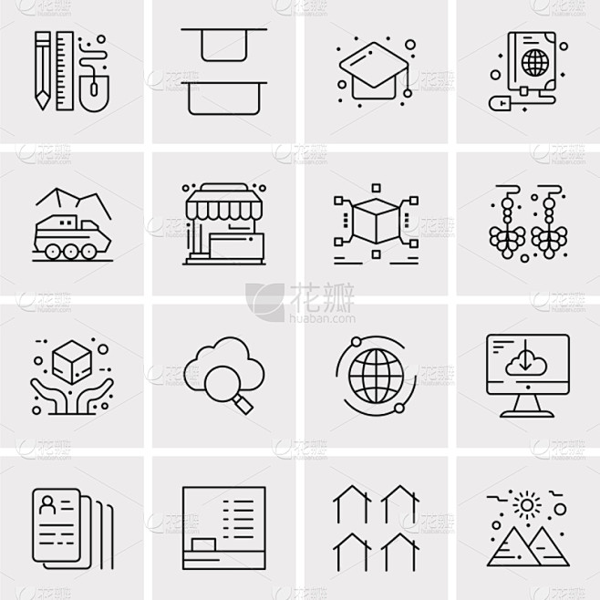 set 16 universal icons business