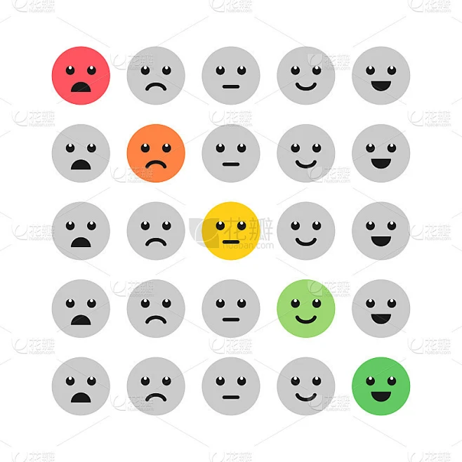 5 emoji rating icons. Quality assessment system wi素材-花瓣网