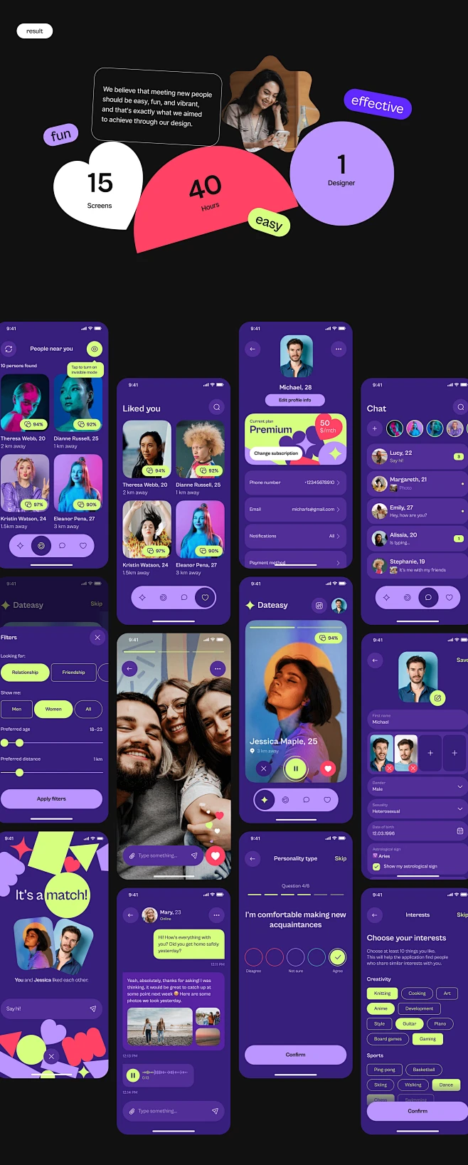 mobile Dating app UI/UX user interface ui design tinder dating app-花瓣网