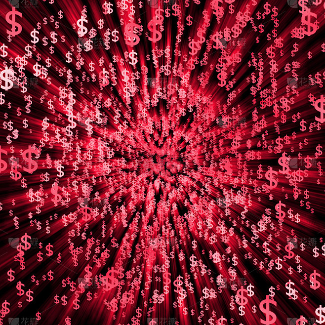 Red dollar signs in motion (3d插图)