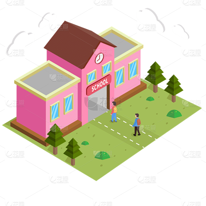 矢量-2.5D-学校建筑元素