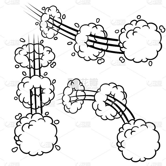 漫画空泡云。卡通黑白插图。