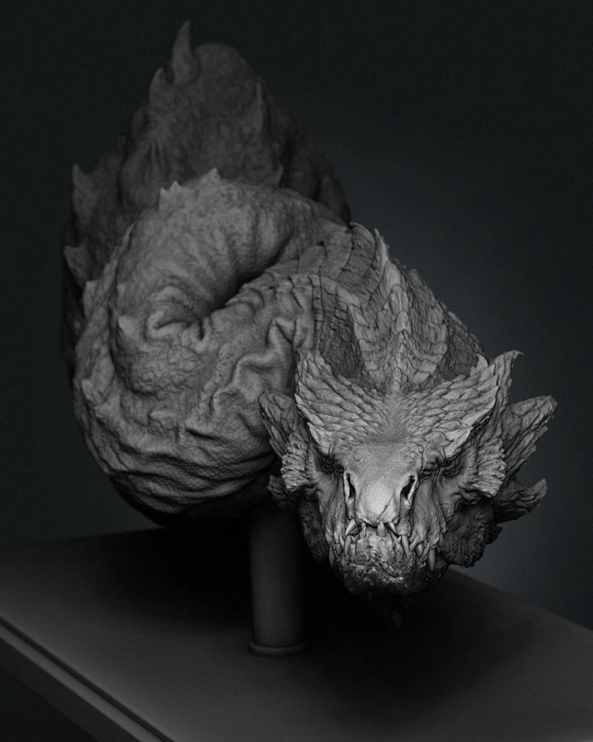 Dragon Bust WIP-花瓣网