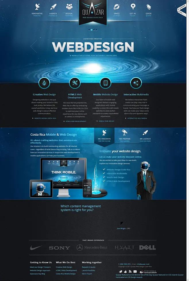 哥斯达黎加 Quazar Web Design设计团队深蓝色创意网站高清欣赏 - 国外网站设计欣赏 FOREIGN WEB DESIGN ...