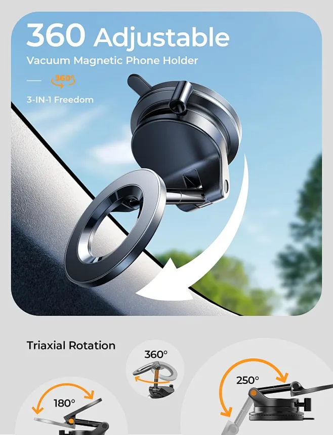 Amazon.com: LISEN Suction Cup Phone Mount, Vacuum Magnetic Phone Holder ...