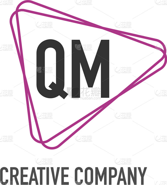 initial letter qm triangle design logo concept
