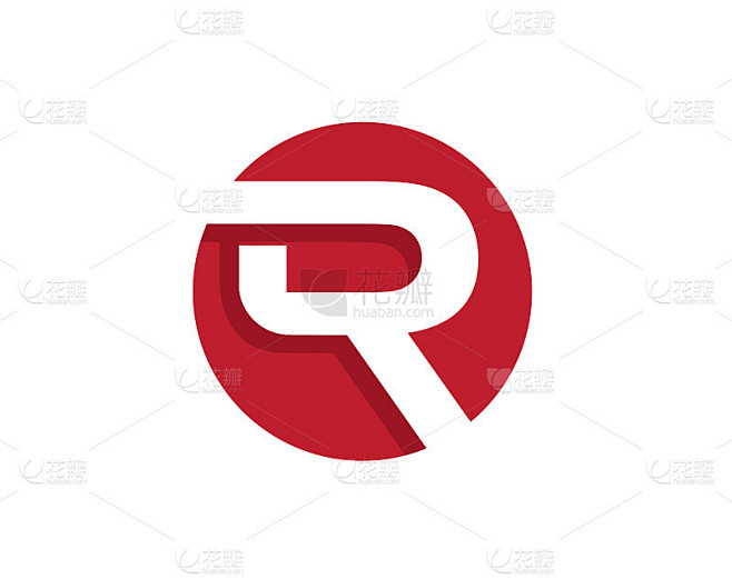 创意红R字母圈字母表标志