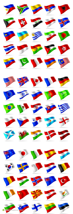 世界各国国旗图标矢量素材-花瓣网|陪你做生活的设计师 | 世界各国国旗图标矢量素材