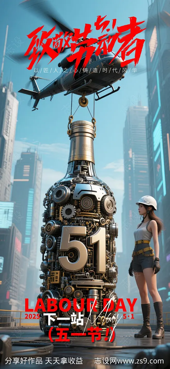 酒吧夜店赛博51机械酒瓶五一劳动节-源文件-志设网-zs9.com-花瓣网