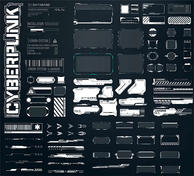 Cyberpunk, Sci Fi modern user interface. HUD FUI frame : Big set of Sci ...