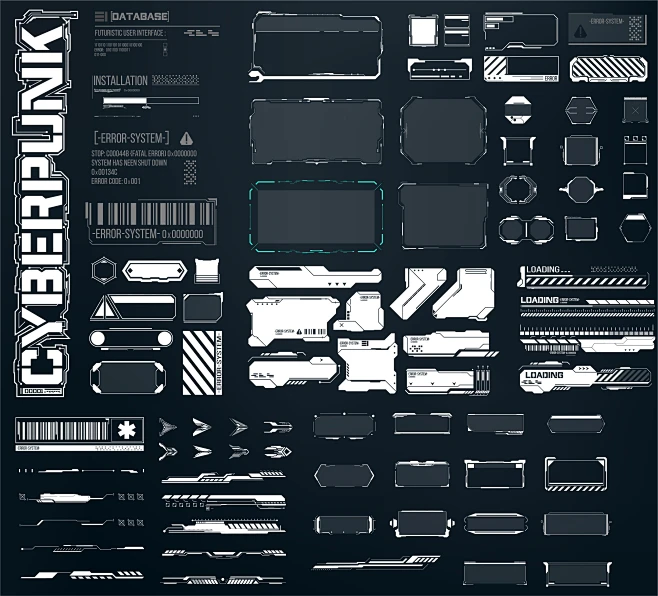 Cyberpunk, Sci Fi modern user interface. HUD FUI frame : Big set of Sci ...