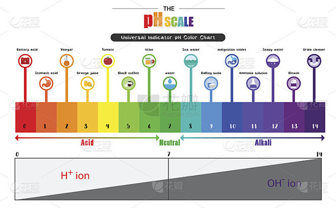 pH标度通用指示剂pH色图
