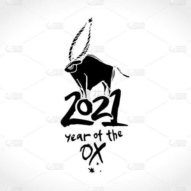 Year of the Ox 2021 vector template. Constellation