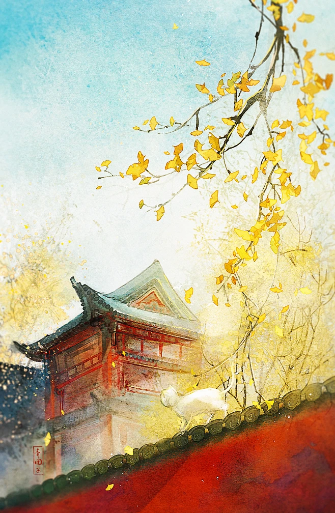 秋银杏_正版青团子__插画师作品_涂鸦王国gracg.com-花瓣网