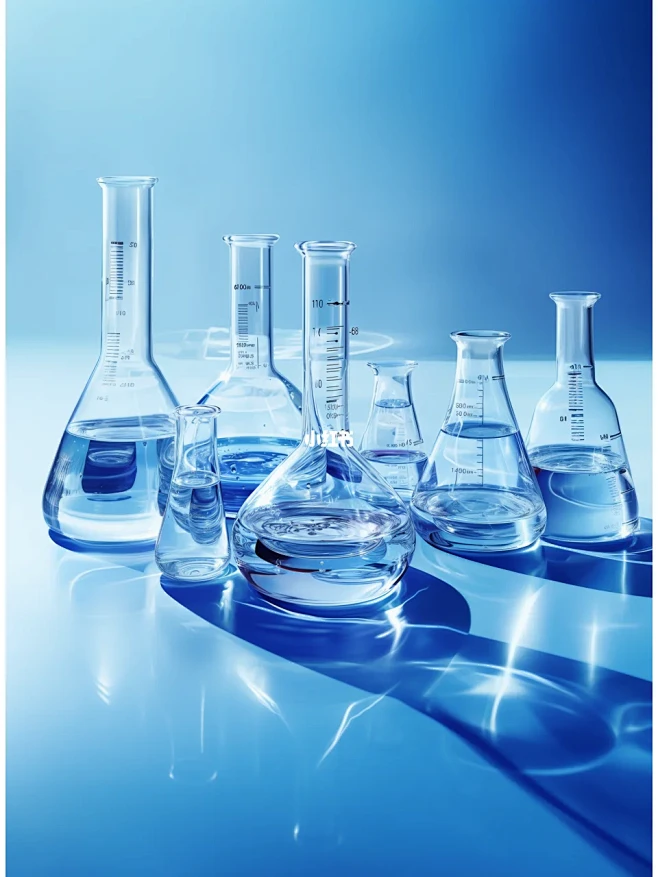 【垫图】liquid lab equipment, blue flask with water inside, in the style of ...