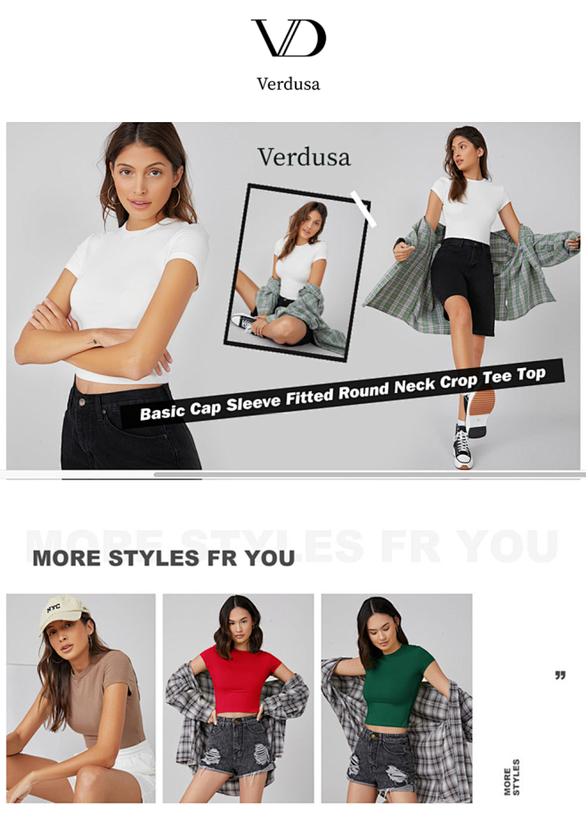 Verdusa Women's Casual Basic Cap Sleeve Slim Fitted Round Neck Crop Tee ...