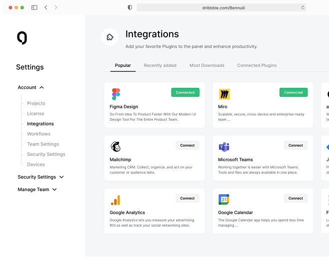 Plugin Integration for SaaS by Benjamin-Leon on Dribbble