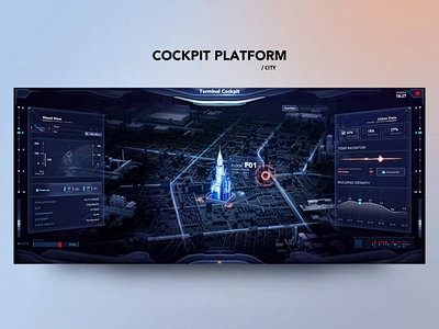 Cockpit Platform x FUI 3d animation blender city data data ...