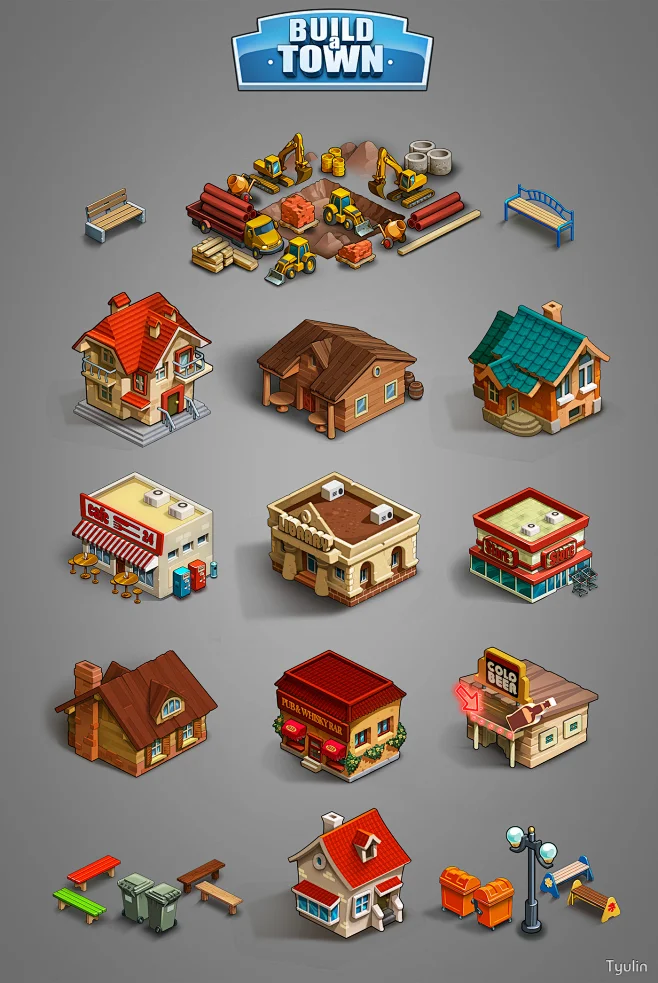 Graphics for game «Build a town» : design of characters graphics for ...