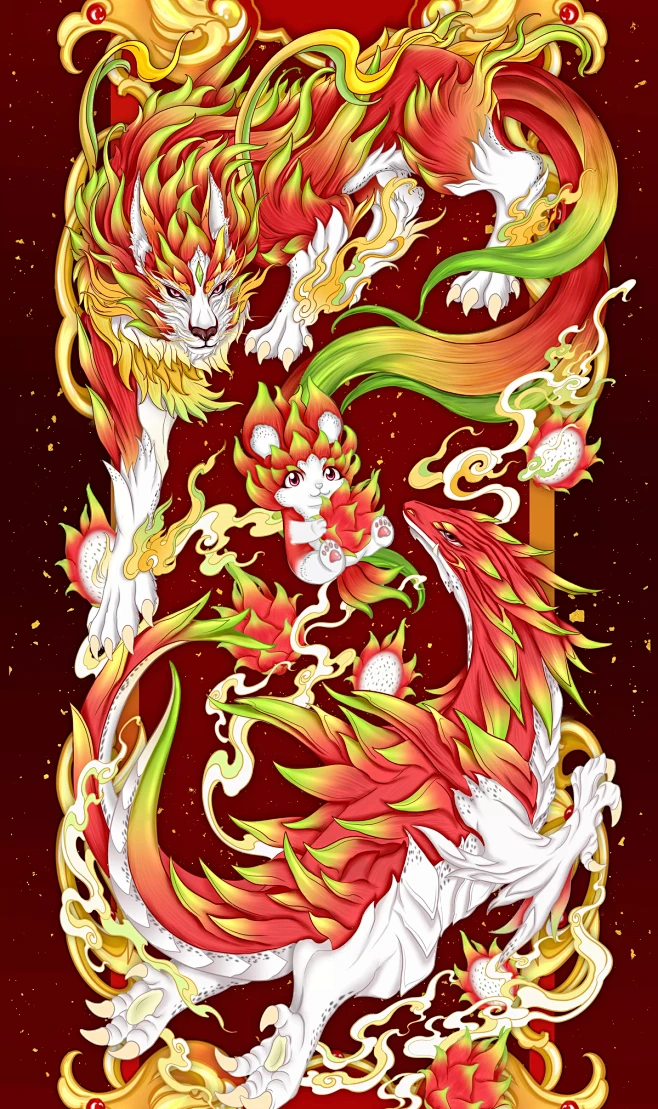 【蔬菜精灵火龙喵】_一枚小奶熊__插画师作品_涂鸦王国gracg.com-花瓣网