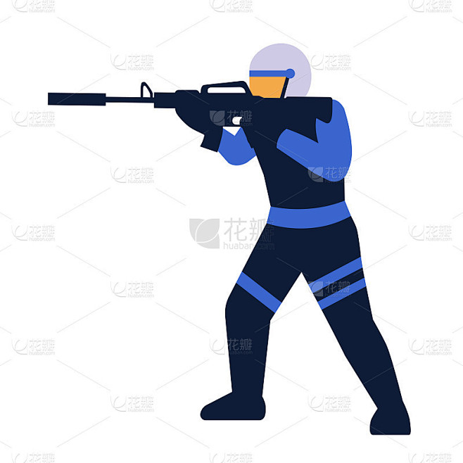 Cartoon Shooter Video Game Character Isolated