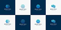 Set of brain tech logos for inspiration-花瓣网