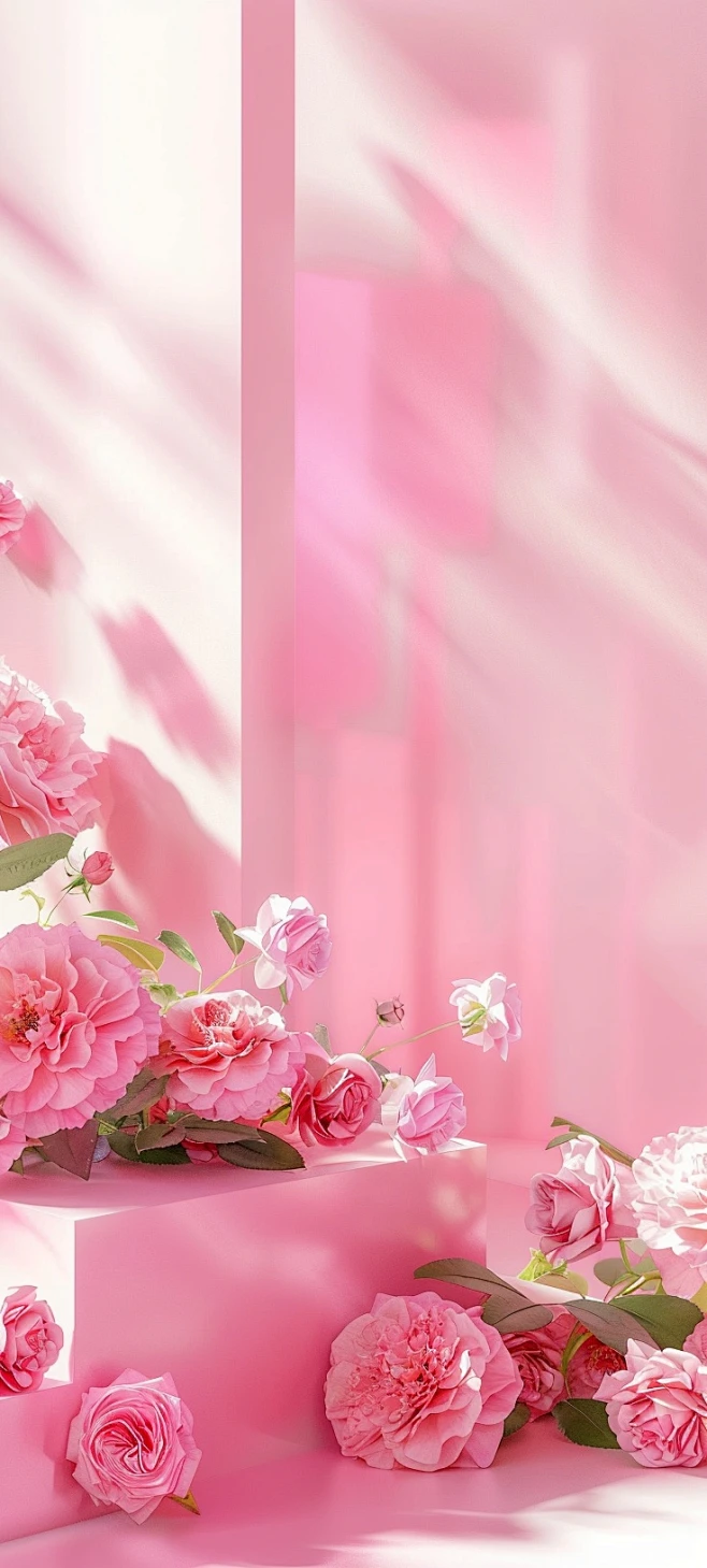 Pale pink gradient pink background with high and low staggered square ...