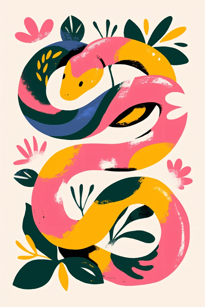 2025新年Q版蛇年可爱蛇-花瓣网