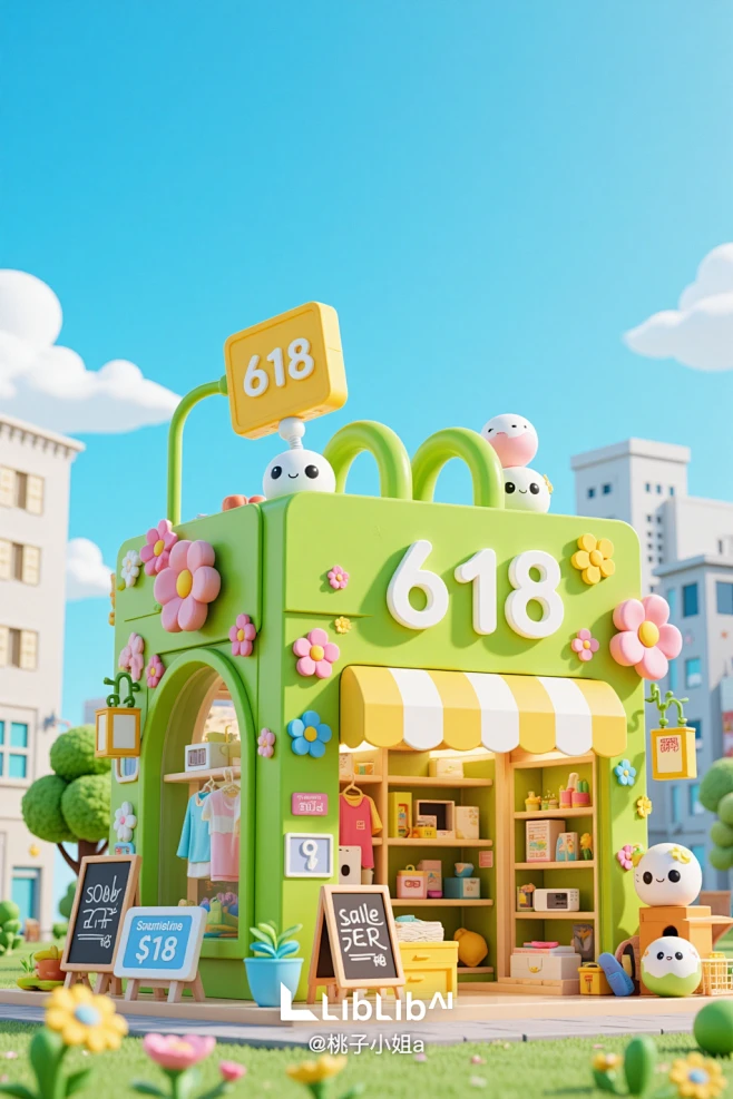 凉一3D运营海报618电商KV视觉设计盲盒IP 情人节儿童节-LoRA-幻境x凉一-LiblibAI-花瓣网