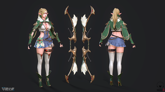 Overhit-Seris 精灵 射手-独立角色模型-微元素 - Element3ds.com!