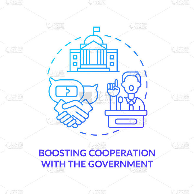 推动与政府概念图标的合作
