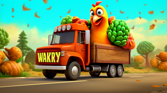 triwingames_Turkey_driving_truck_with_pumpkins_on_board_thanksg ...
