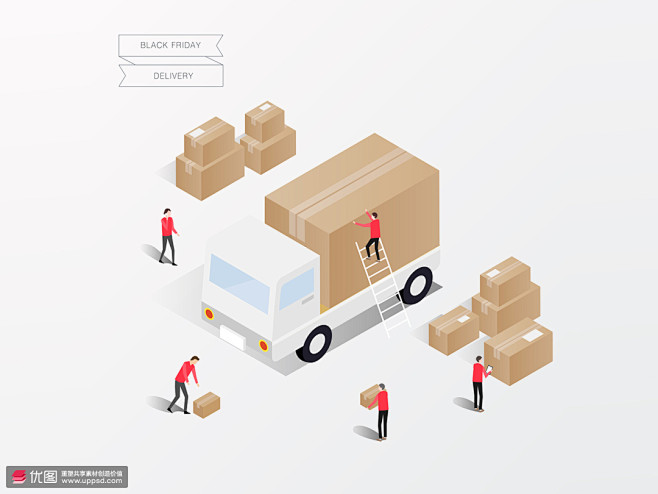 2.5D 简约扁平 货品仓储 货物运输 插图设计AI源文件下载APP插画素材下载-优图-UPPSD