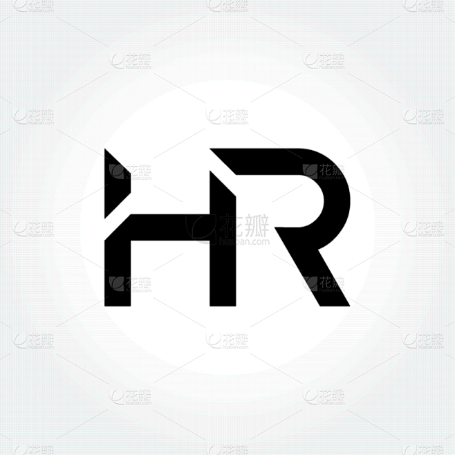 letter hr logo design linked template with black