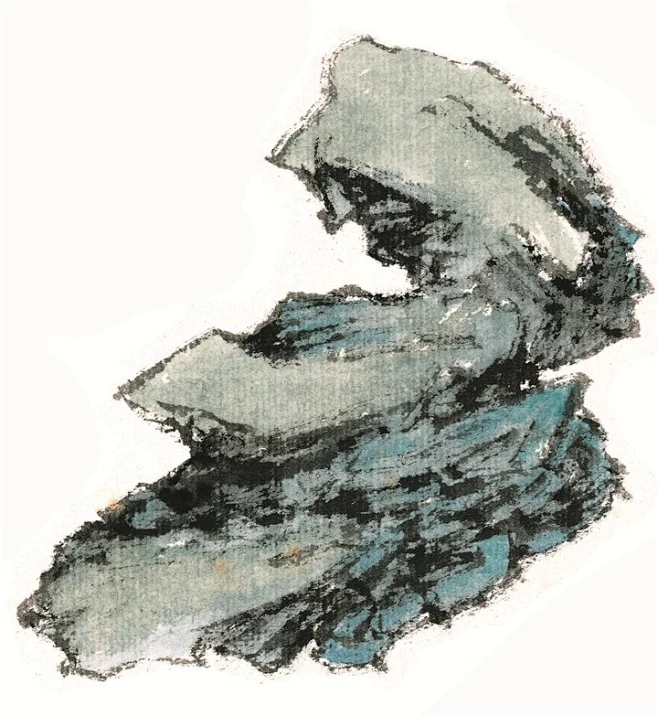 山石工笔国画jpg素材-花瓣网