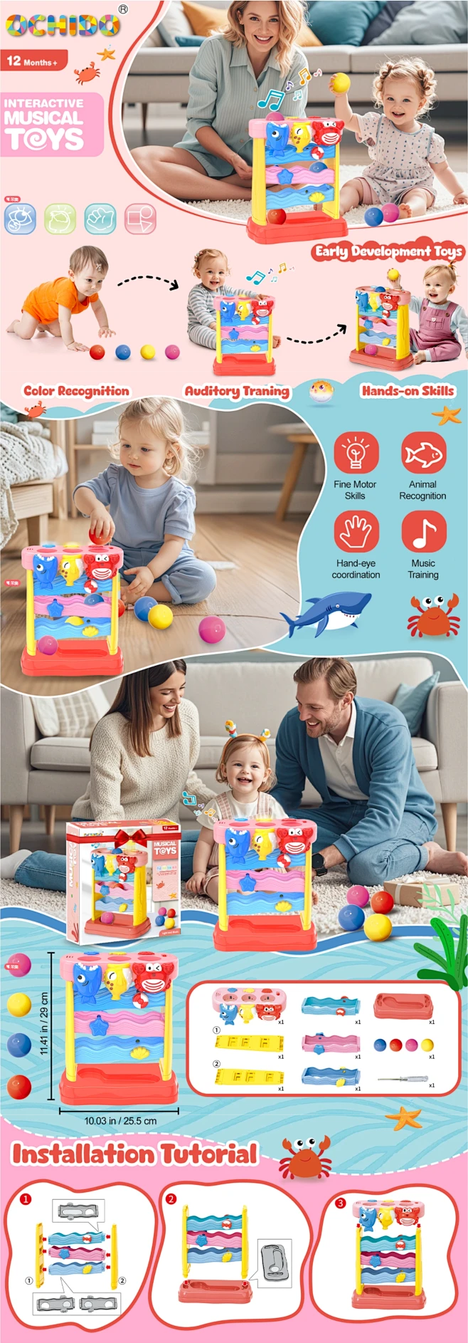 Amazon.com: OCHIDO Toys for 12-18 Months Baby, Musical Toys for 1 2 3 Years Old Kids ...