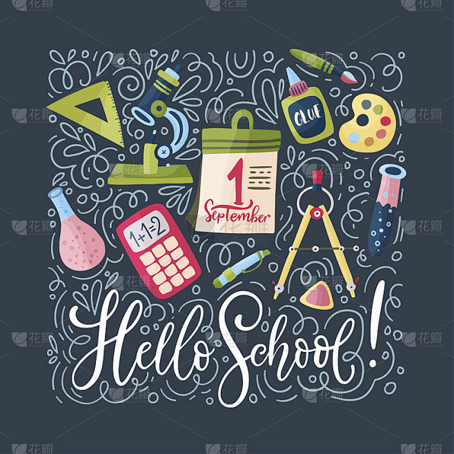 Vector school card. Back to school.