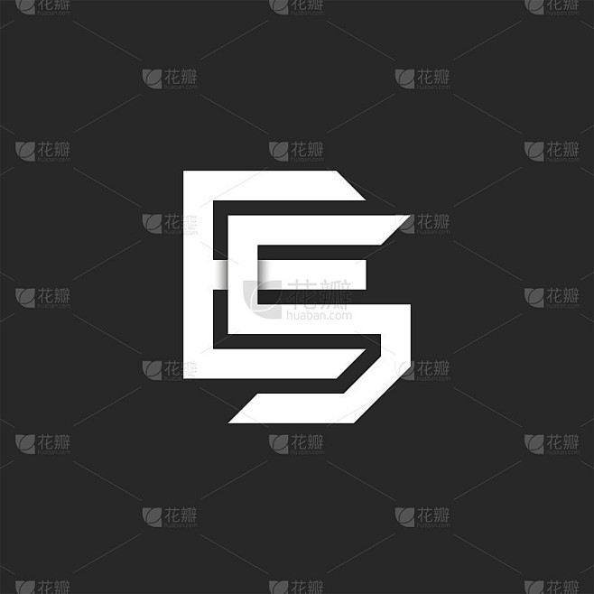 首字母字母SE或ES标志，重叠白线，两个字母S和E标志最小设计。