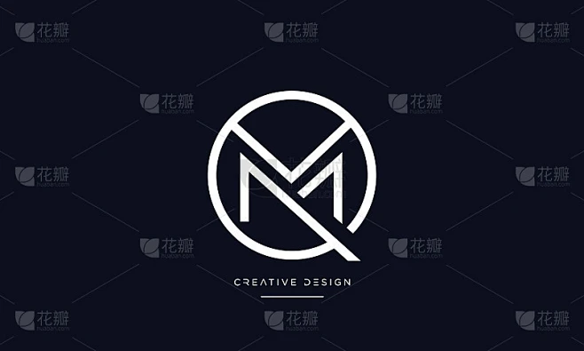 QM, MQ字母字母抽象图标标志矢量组合素材-花瓣网