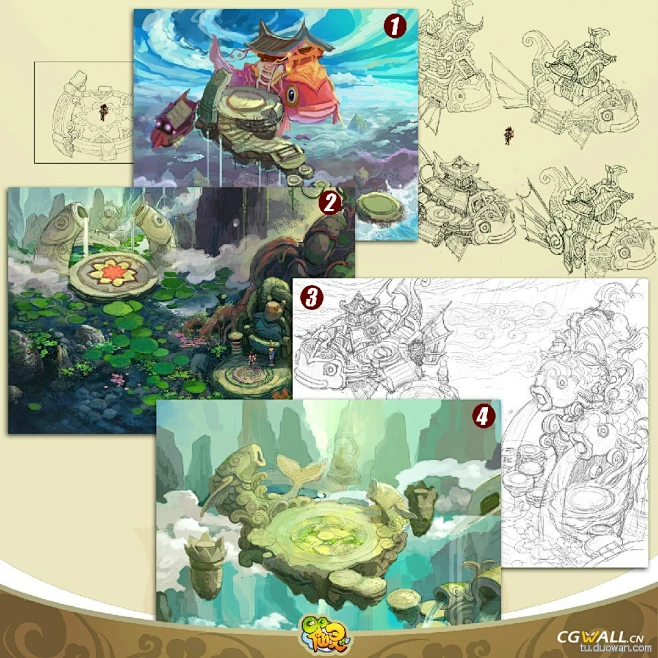 QQ仙灵场景图 - cgwall游戏原画-花瓣网