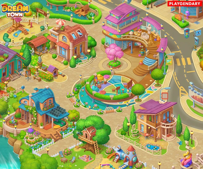 Сasual buildings 3d models. Dream Town. Playgendary.-花瓣网