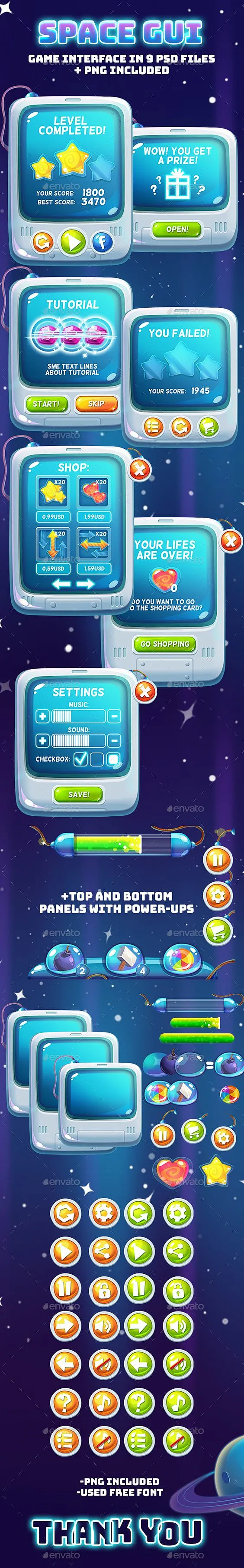 Space Cartoon GUI - User Interfaces Game Assets | Download : https ...