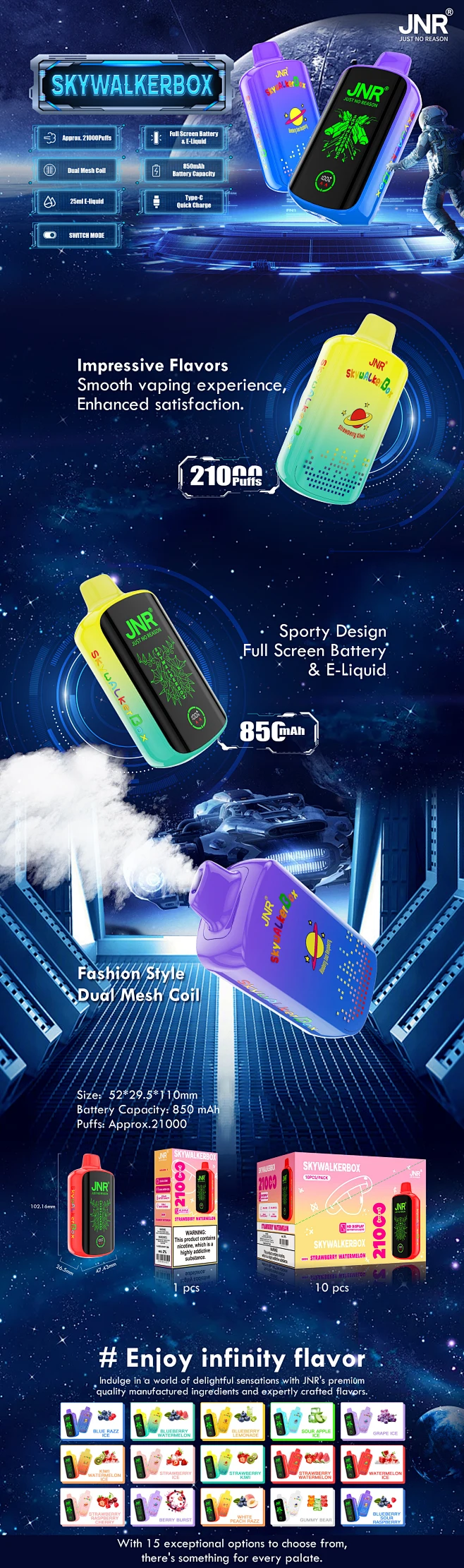 JNR® SKYWALKER BOX Disposable Vape - Approx. 21000Puffs-花瓣网