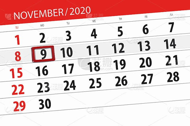 2020年11月的日历计划，截止日期，9日，周一图片_其他图片图片素材-花瓣网
