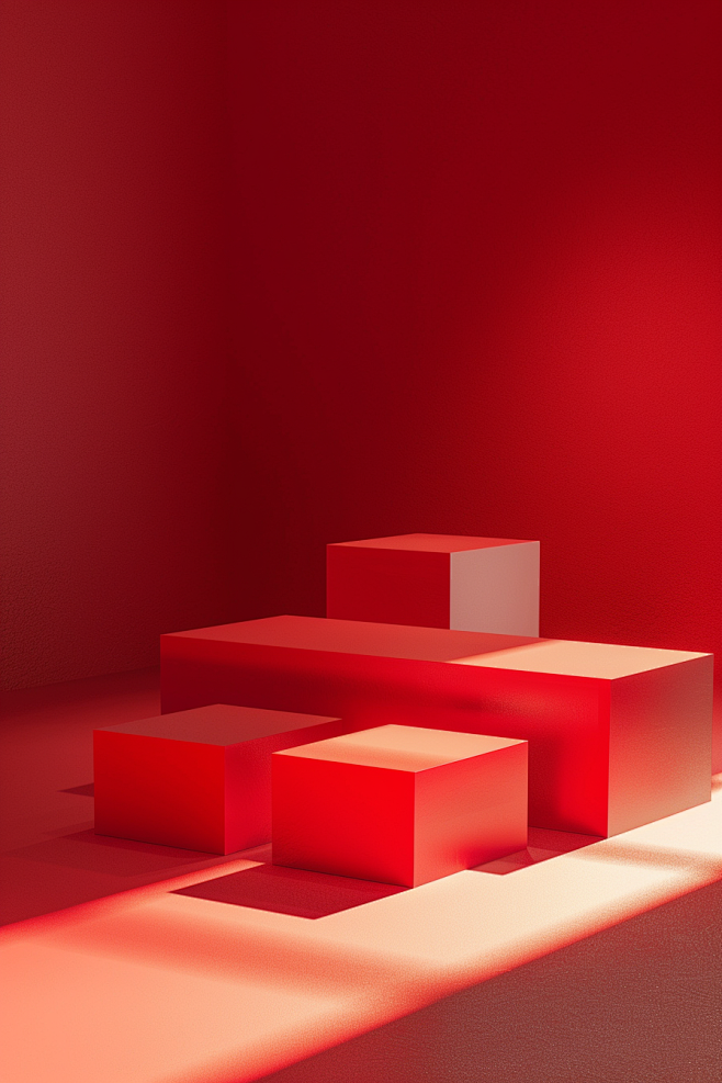 ls7623_Red_background_three_cube_podiums_New_Year_atmosphere_mi ...