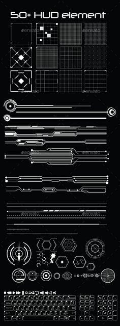 50+ Hud Element Pack for $5 - GraphicRiver #vector #VectorGraphics # ...