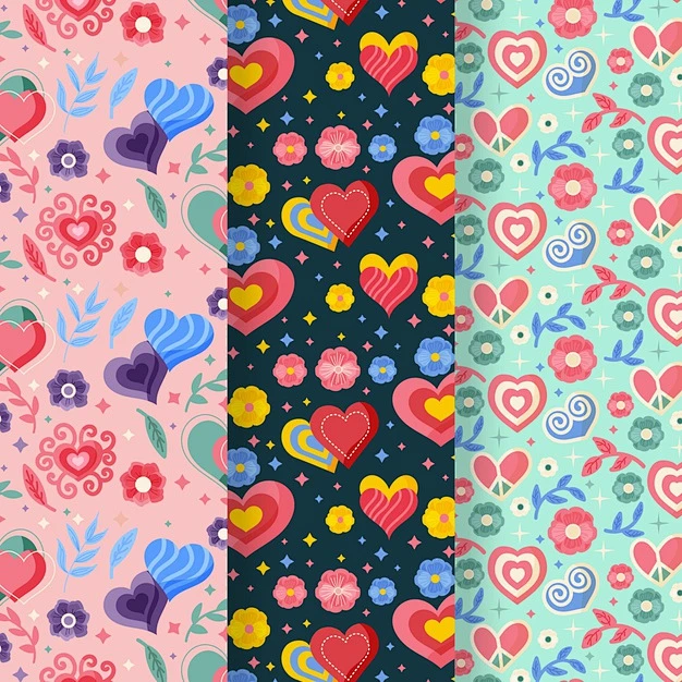 Hand drawn heart pattern collection Free Vector图片_外星无缝杂未下载图片素材-花瓣网